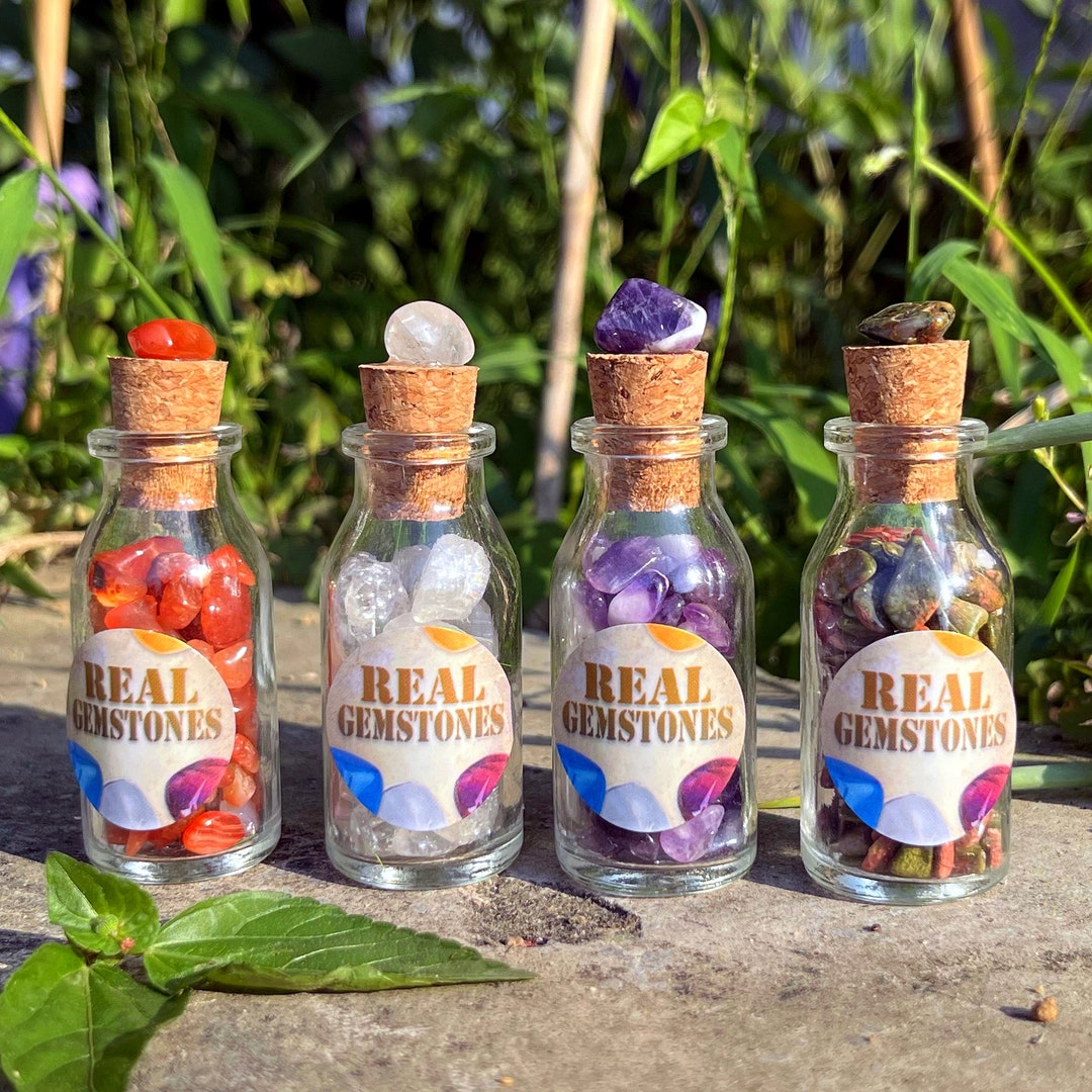 Gemstone Crystal Bottle 8 Stone Types Available Stone Bottle Set ...