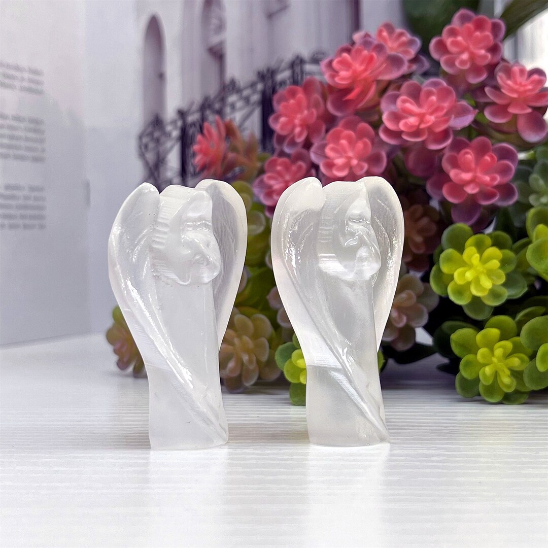 Natural Hand Selenite Angel Carved, Quartz Crystal Angel, Home ...