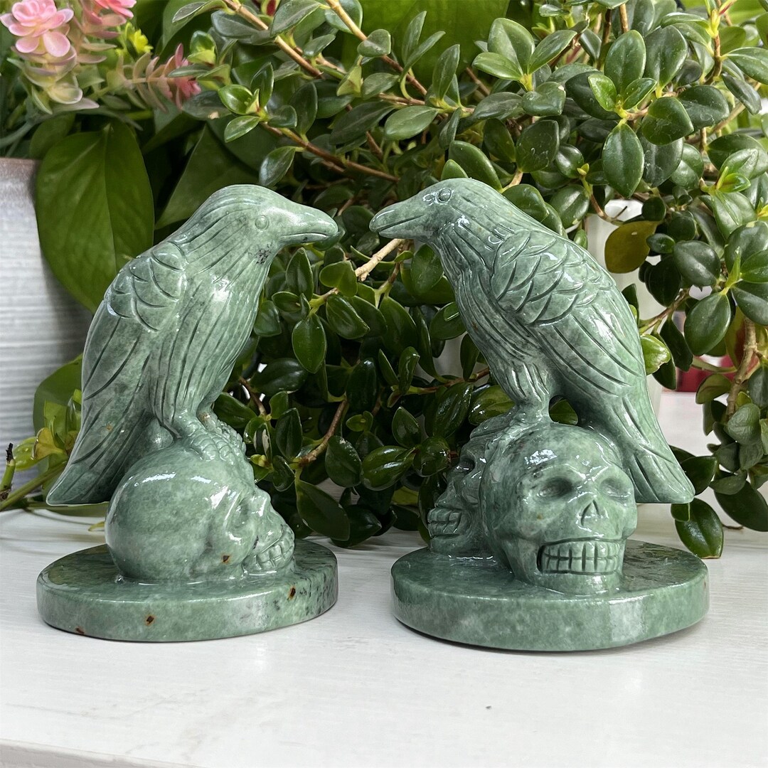 Natural Hand Carved Lushan Jade Bird Skull,quartz Crystal Skull,crystal ...