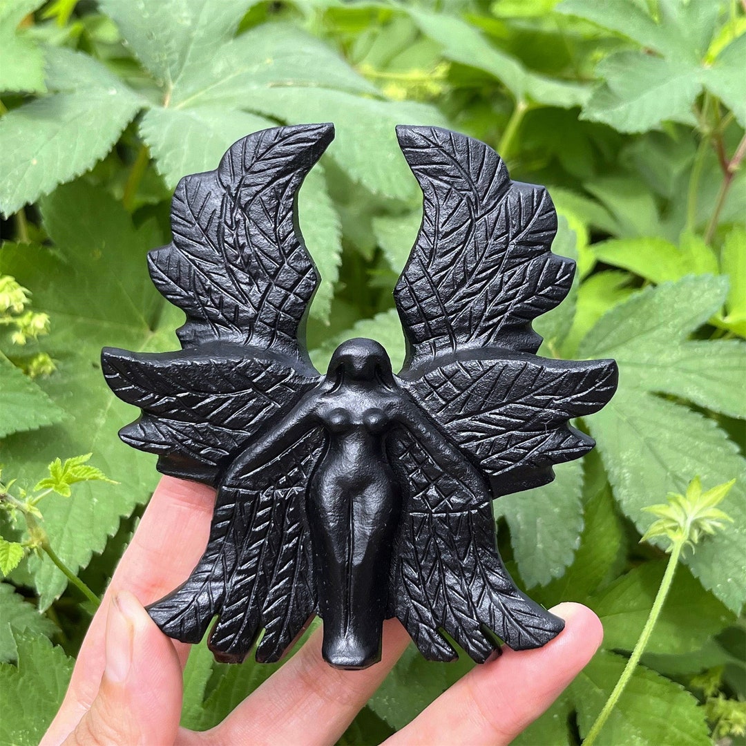 3.9" Natural Obsidian Angel With Wings ,quartz Crystal Angel,crystal ...