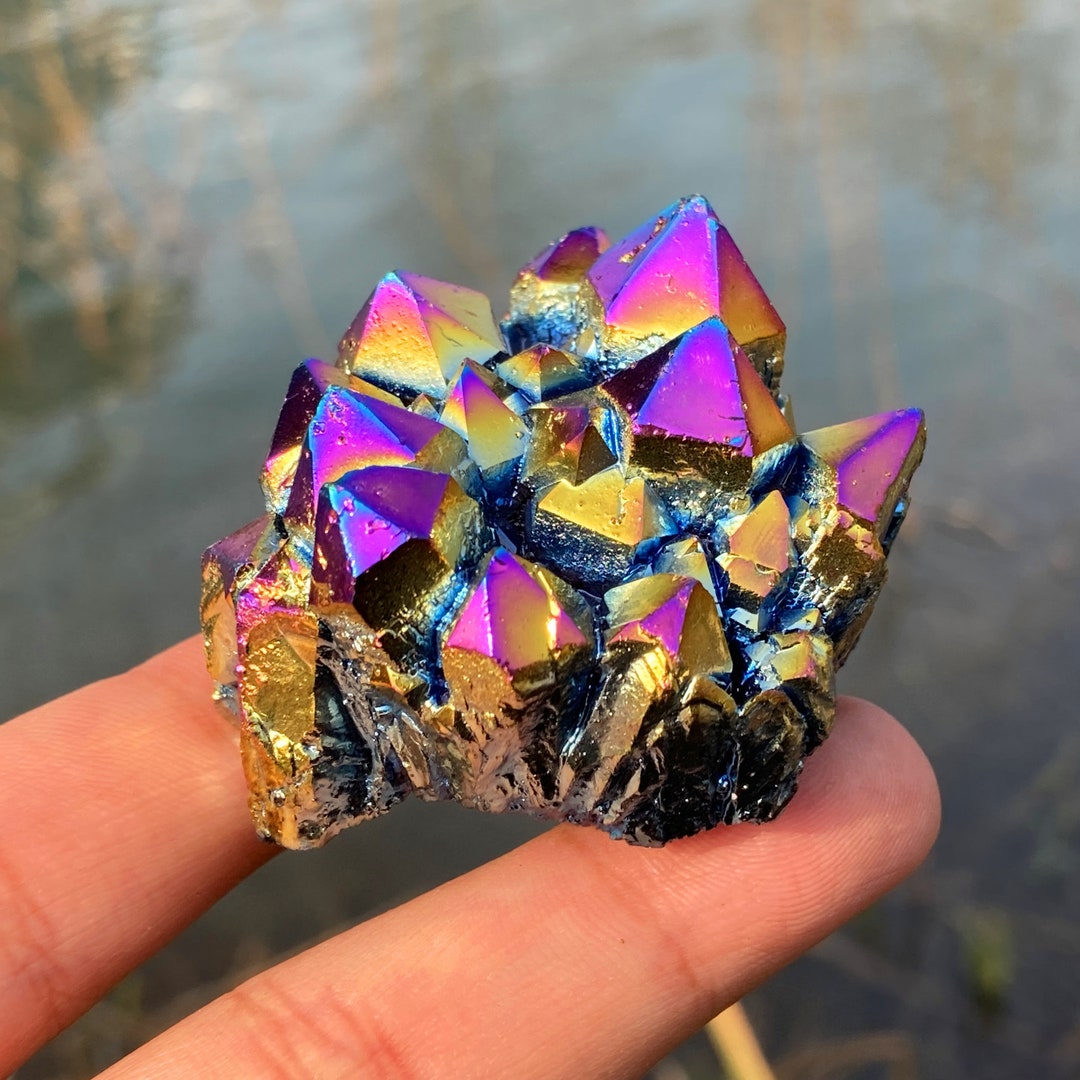 1pc Natural Rainbow Titanium Aura Quartz Crystal Cluster,crystal Point ...