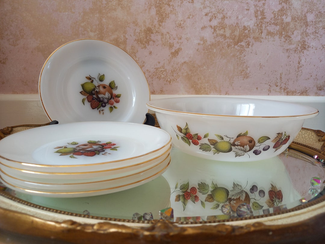 Phoenix Opalware Serving Bowl and Side Plates X 5 - Etsy