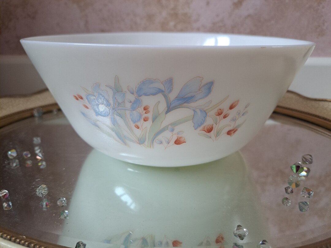 Pyrex England Blue Iris Salad Bowl - Etsy