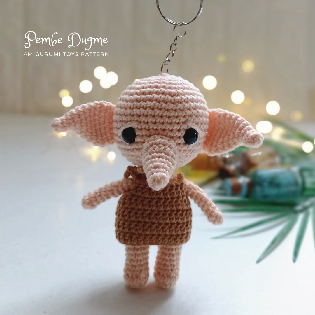Amigurumi Elf Keychain Crochet Pattern: House Elf Doll Tutorial (PDF ...