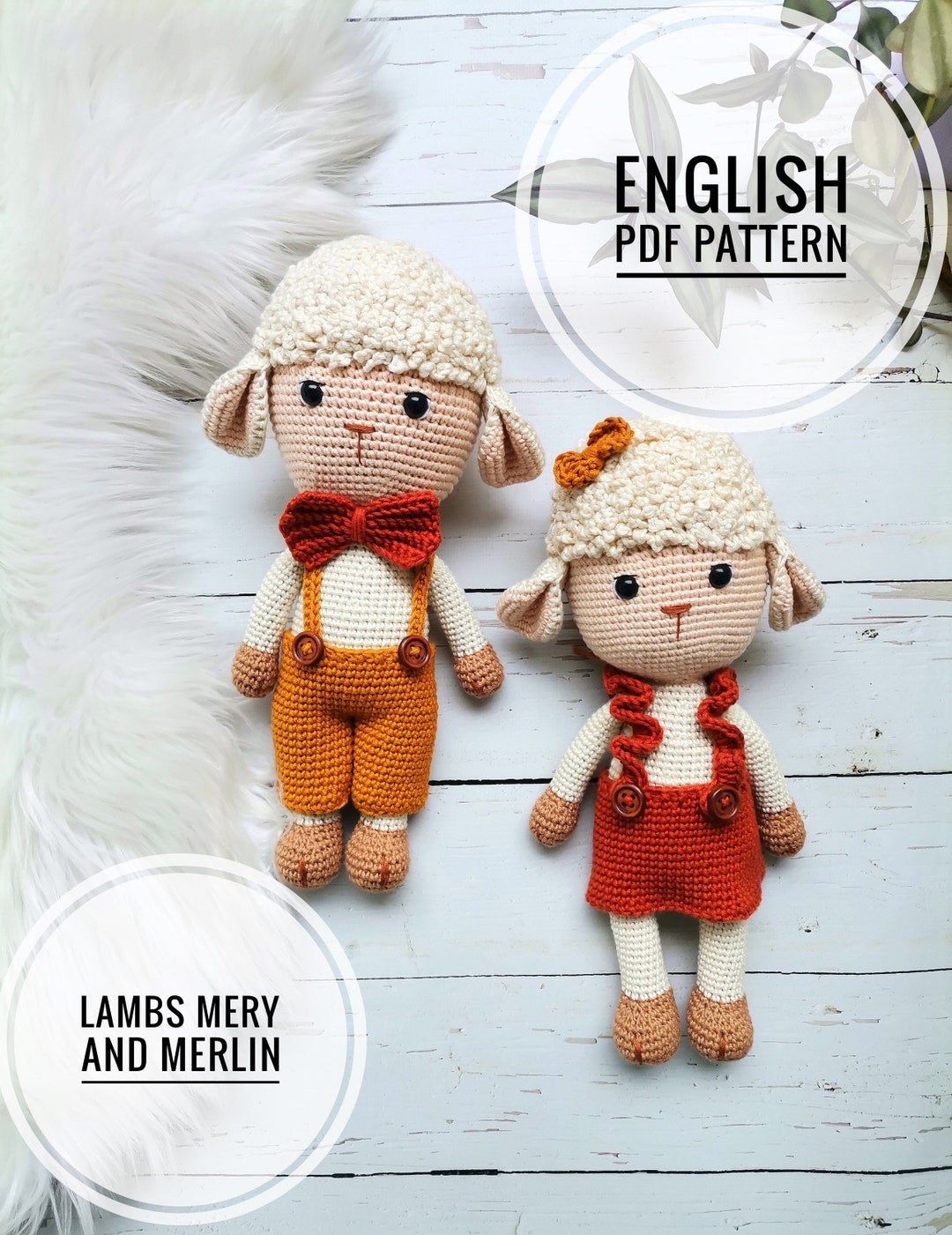 Crochet Lambs Mery and Merlin - Amigurumi Pattern PDF - Etsy