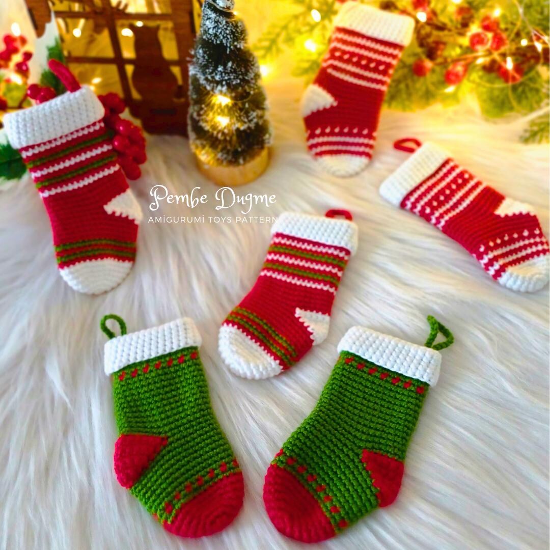 Crochet Christmas Stocking Ornaments Pattern: Amigurumi Tree Decor (PDF ...