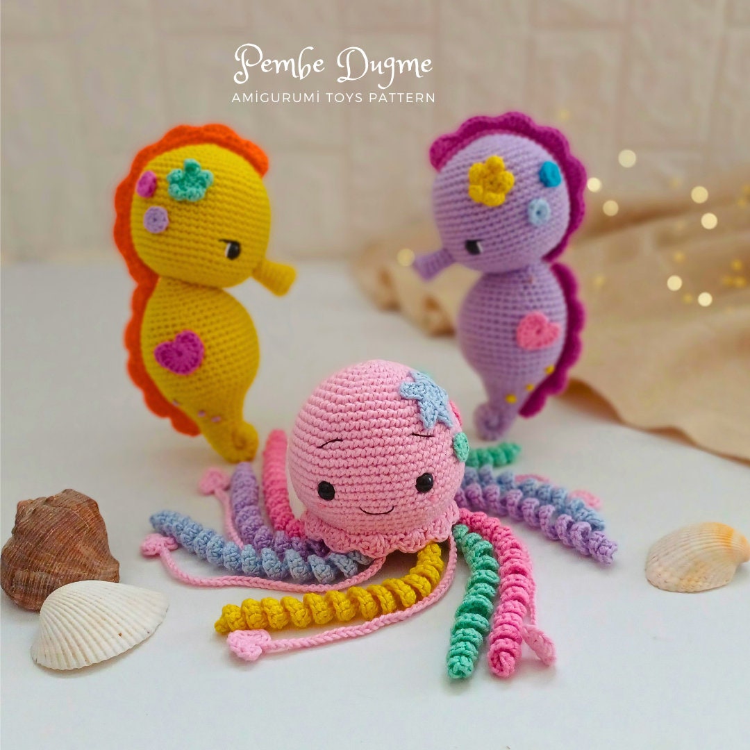 Crochet Bundle of 2 Sea Animals : Crochet Pattern Jellyfish, Amigurumi ...