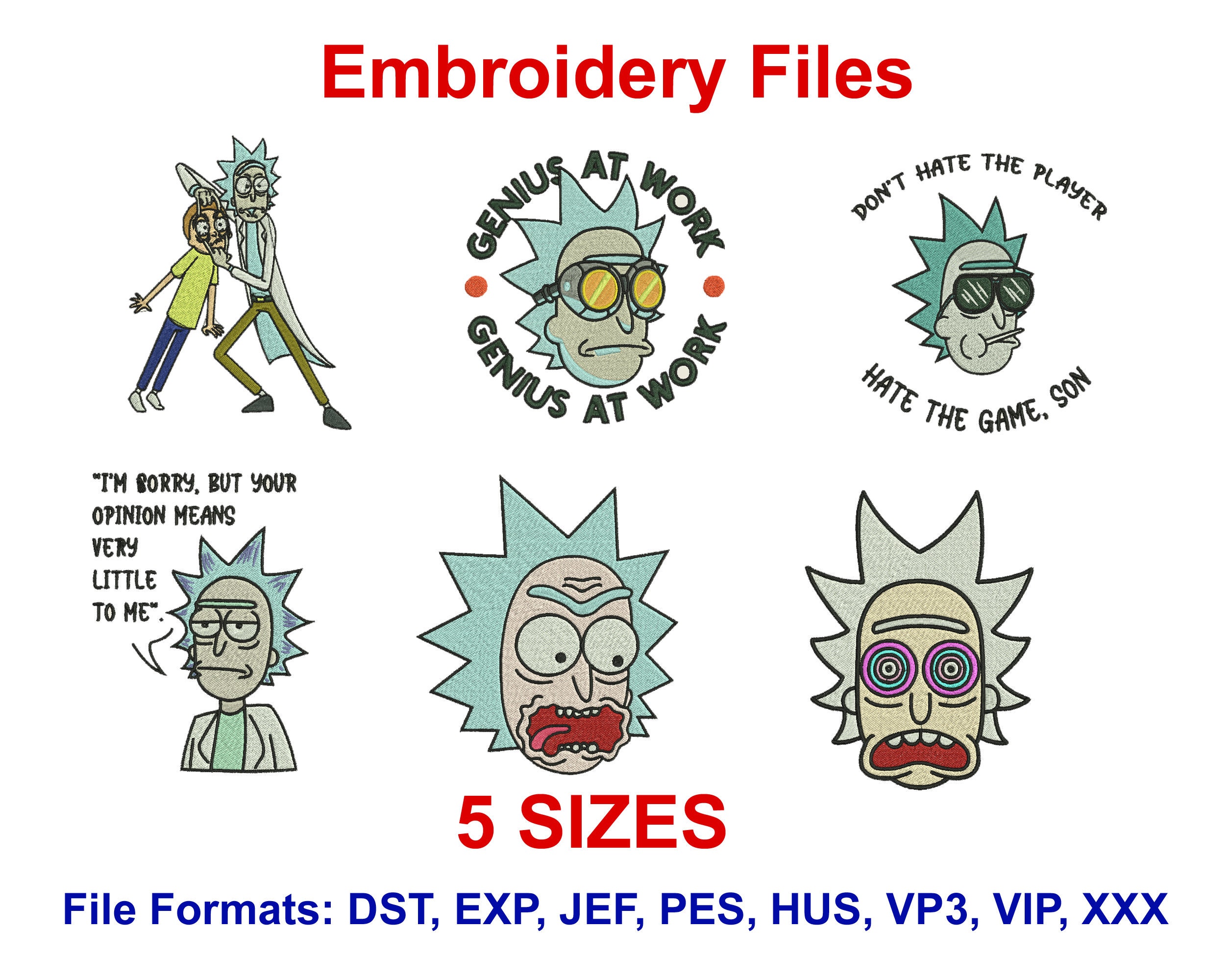 Rick and Morty Embroidery Design Rick and Morty Embroidery - Etsy