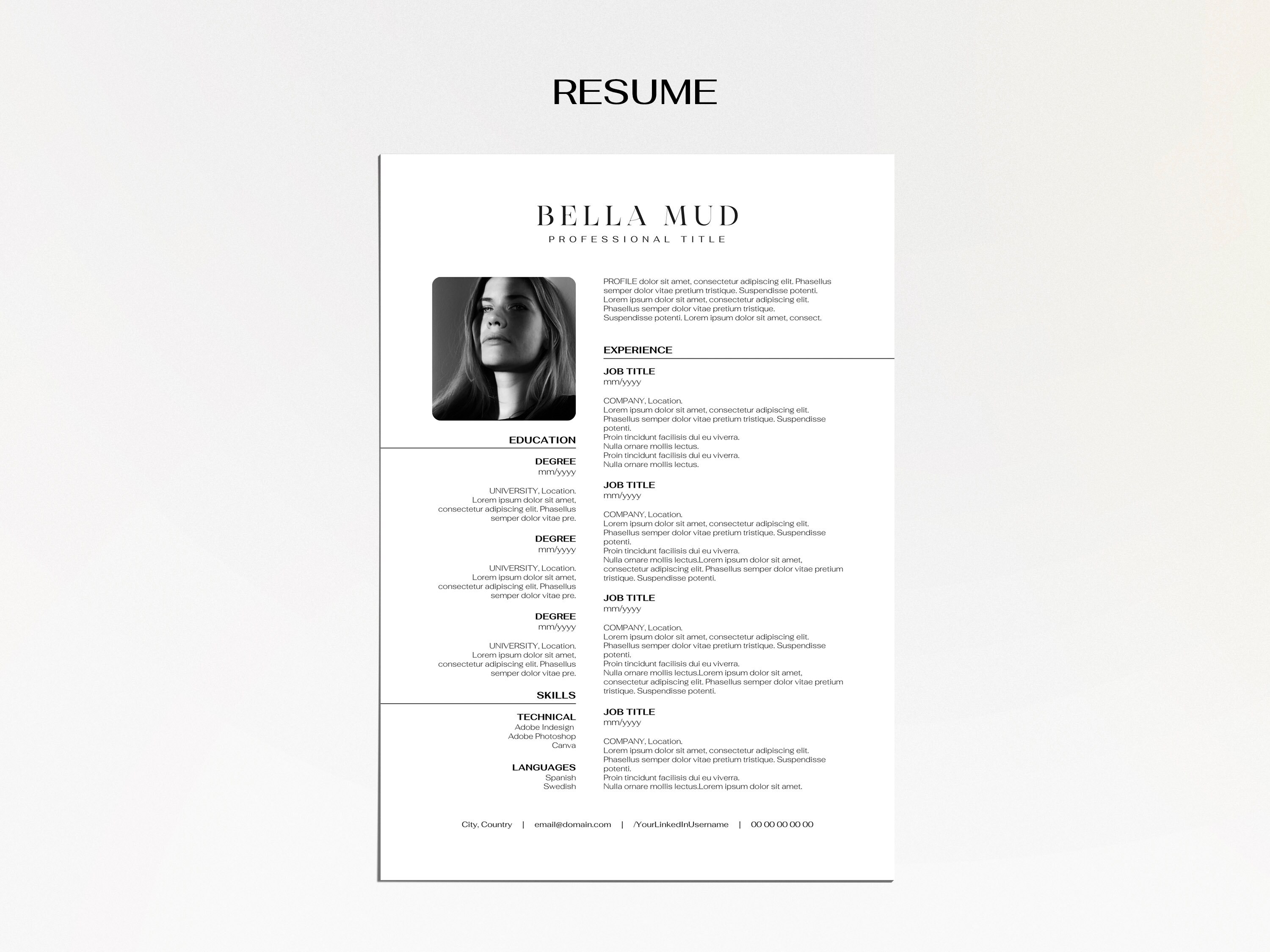 Resume Template Canva Resume Template Canva Sorority Etsy