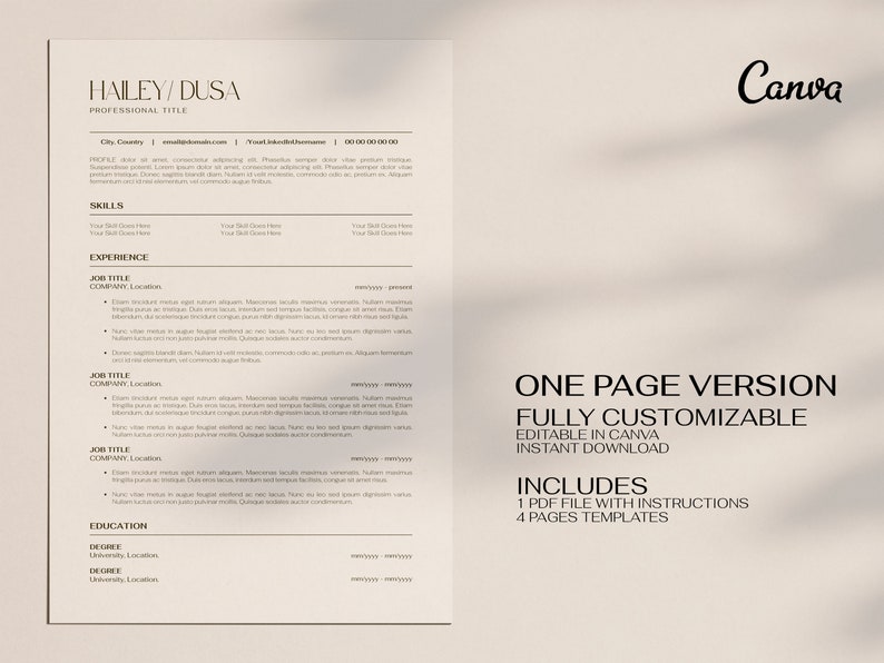 ATS Friendly Resume Template Canva ATS Compatible Resume Etsy Australia