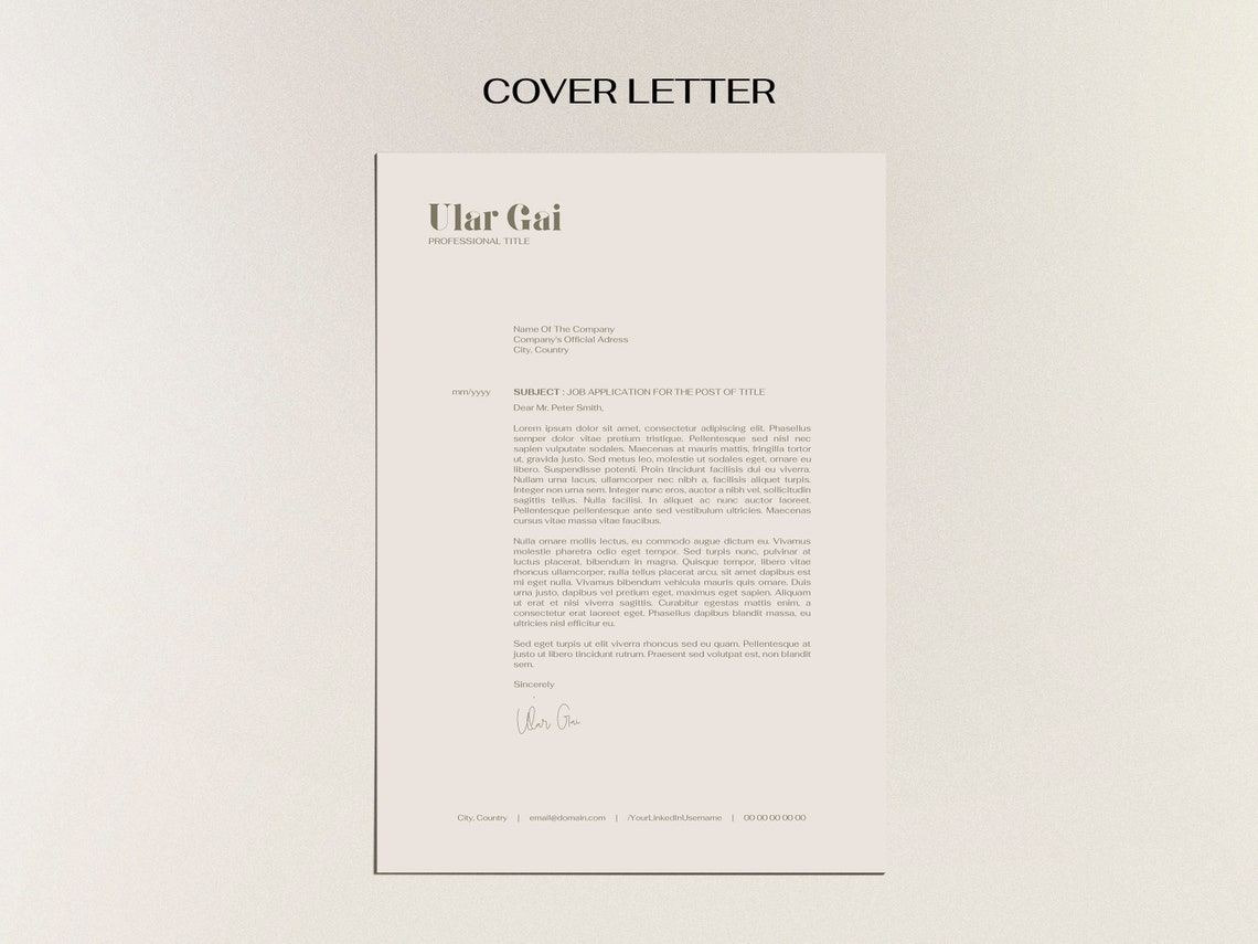 Cover Letter Template, Canva Template Cover Letter, Professional Modern ...