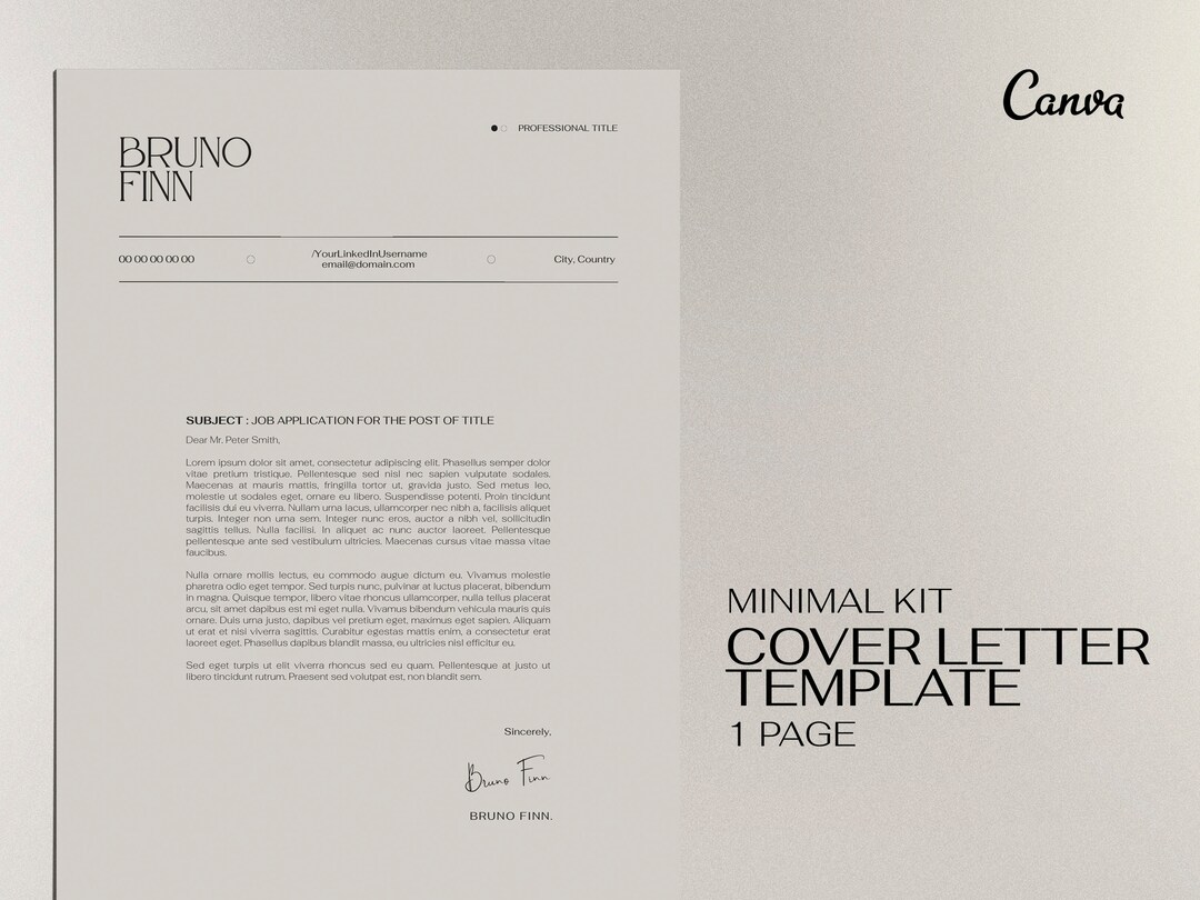 Cover Letter Template, Canva Template Cover Letter, Professional Modern ...