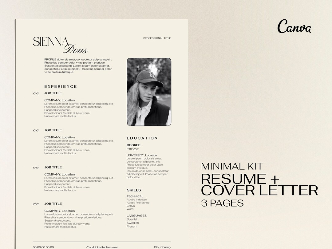 Bundle Resume and Cover Letter Template, Canva Resume and Cover Letter ...