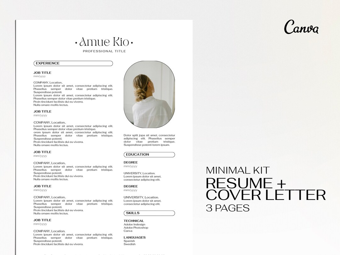 Bundle Resume and Cover Letter Template, Canva Resume and Cover Letter ...