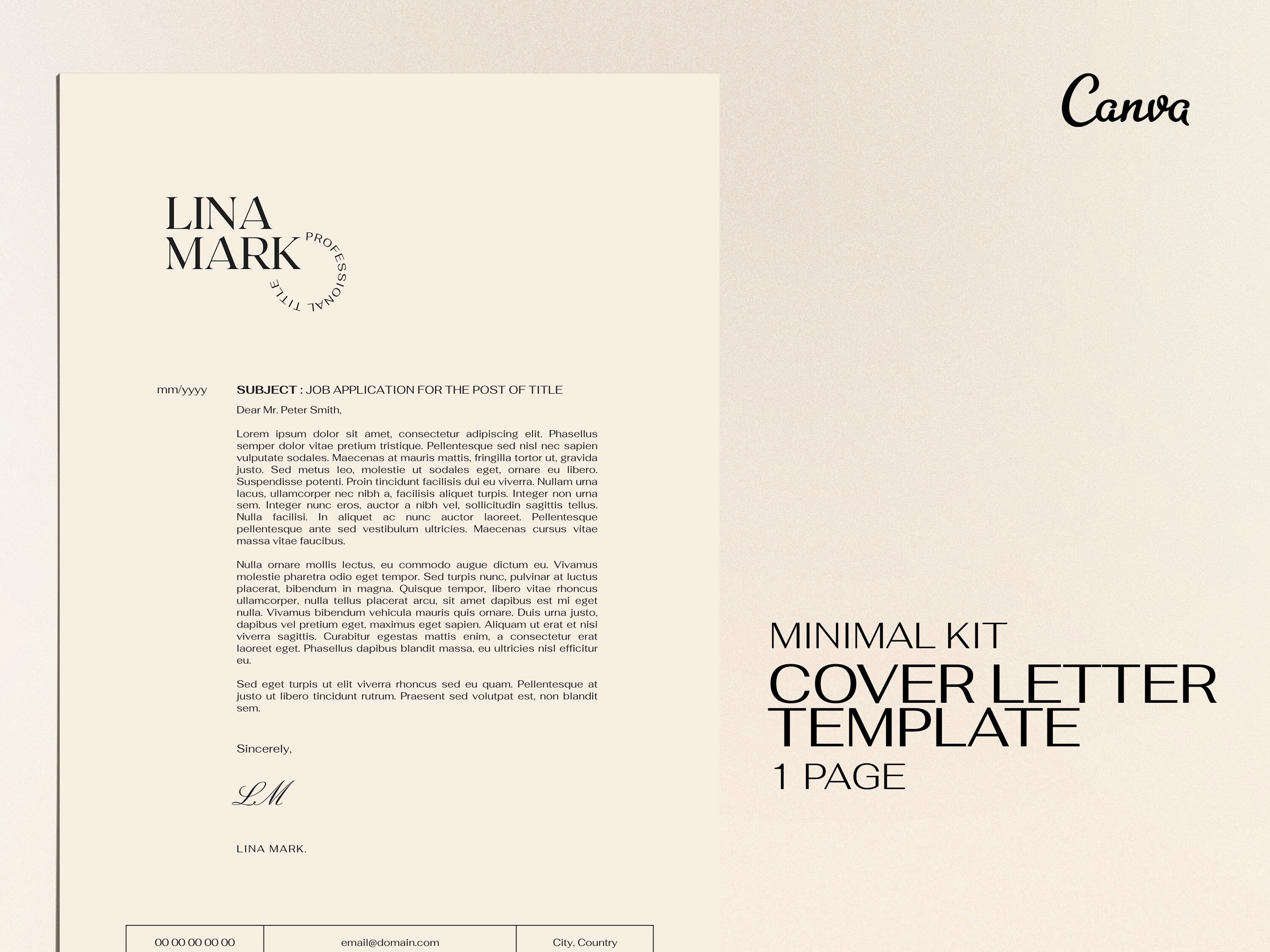 Cover Letter Template Canva Template Cover Letter - Etsy
