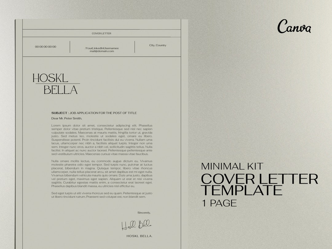 Cover Letter Template, Canva Template Cover Letter, Professional Modern ...