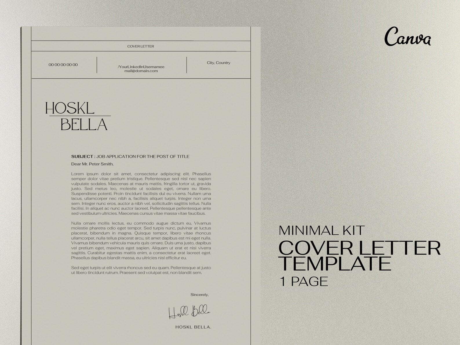 Cover Letter Template, Canva Template Cover Letter, Professional Modern ...