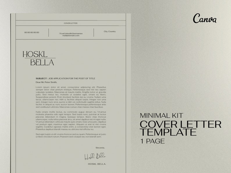 Cover Letter Template, Canva Template Cover Letter, Professional Modern ...