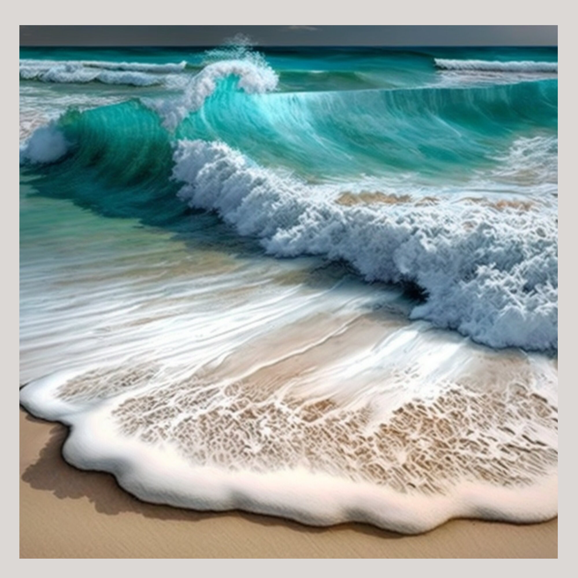 DIGITAL AI ART Ocean Waves on the Beach Home/office Wall Decor - Etsy