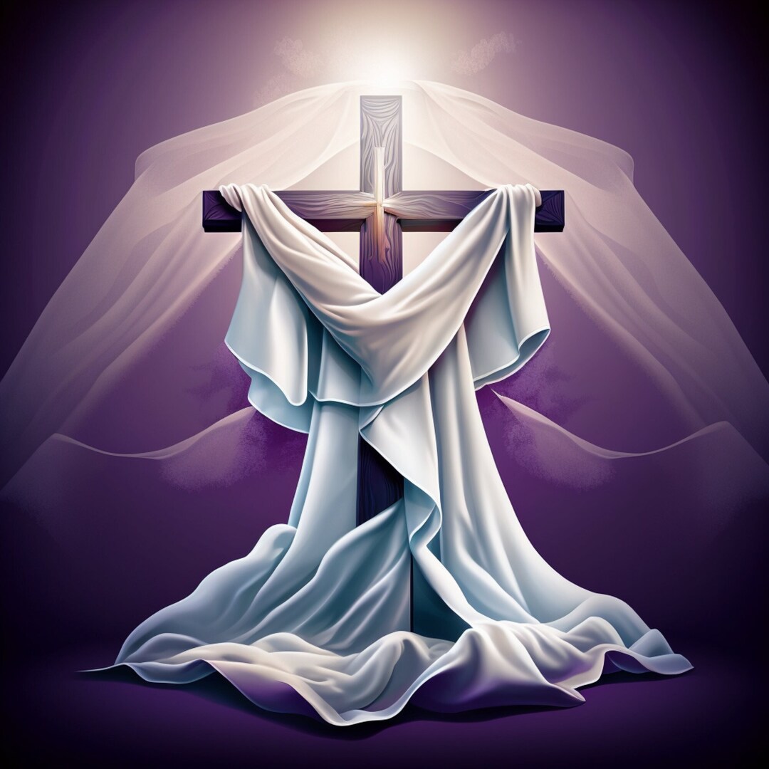 DIGITAL AI ART Cross White/purple Drape Church/home Decor - Etsy
