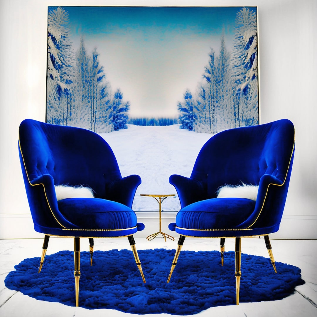 DIGITAL AI ART Luxury Royal Blue Chairs Printable Wall Decor/office ...