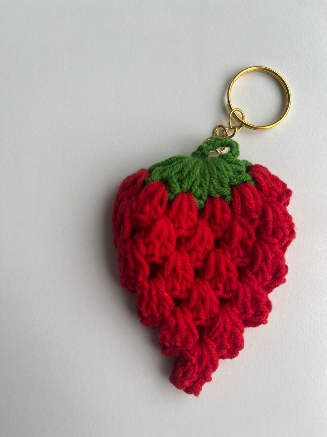 Handmade Crochet Strawberry Keychain, Crochet Keychain, Hand Knit ...