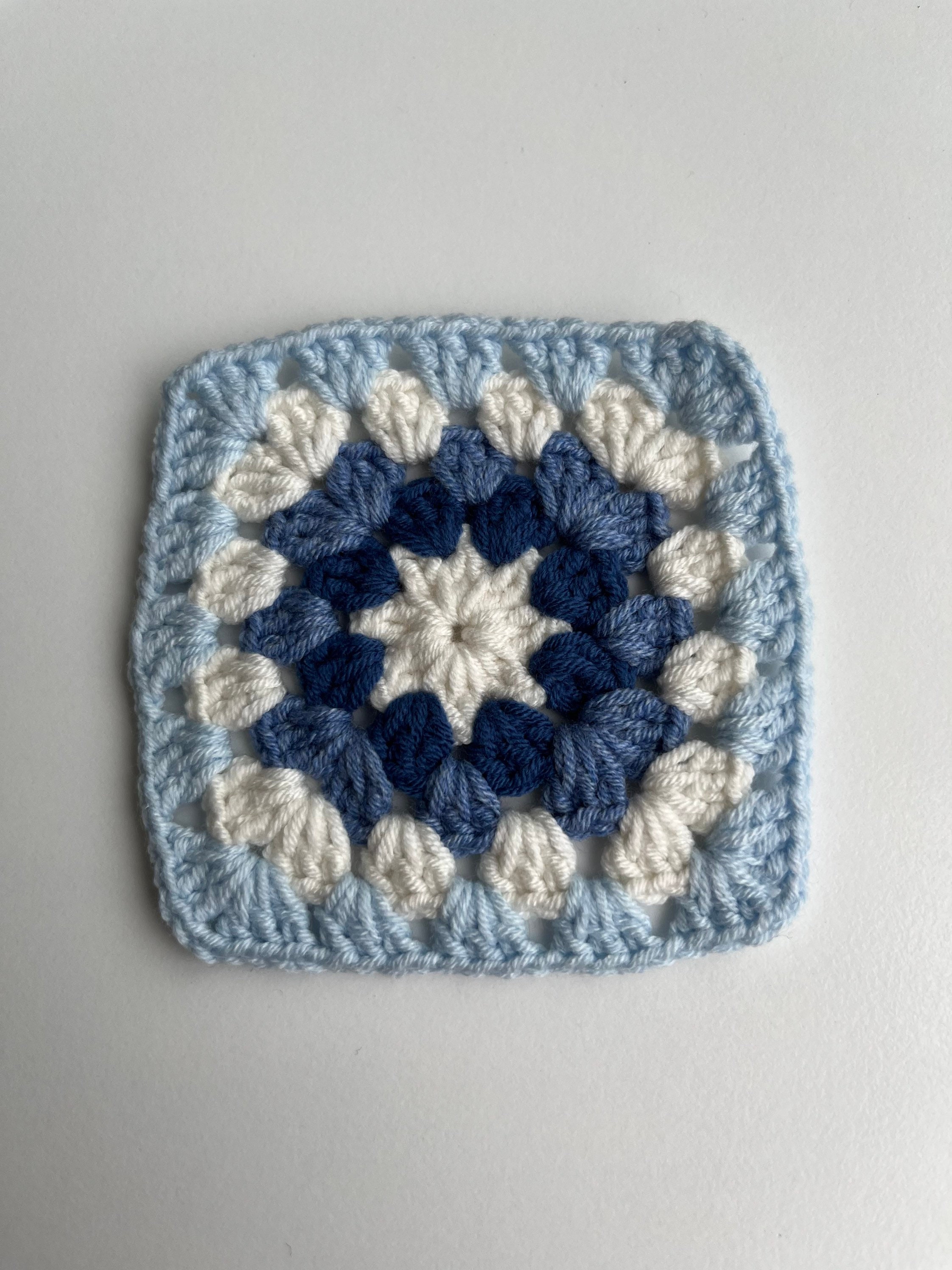 10 Pieces Handmade Blue Crochet Granny Square, Crochet Granny Square ...