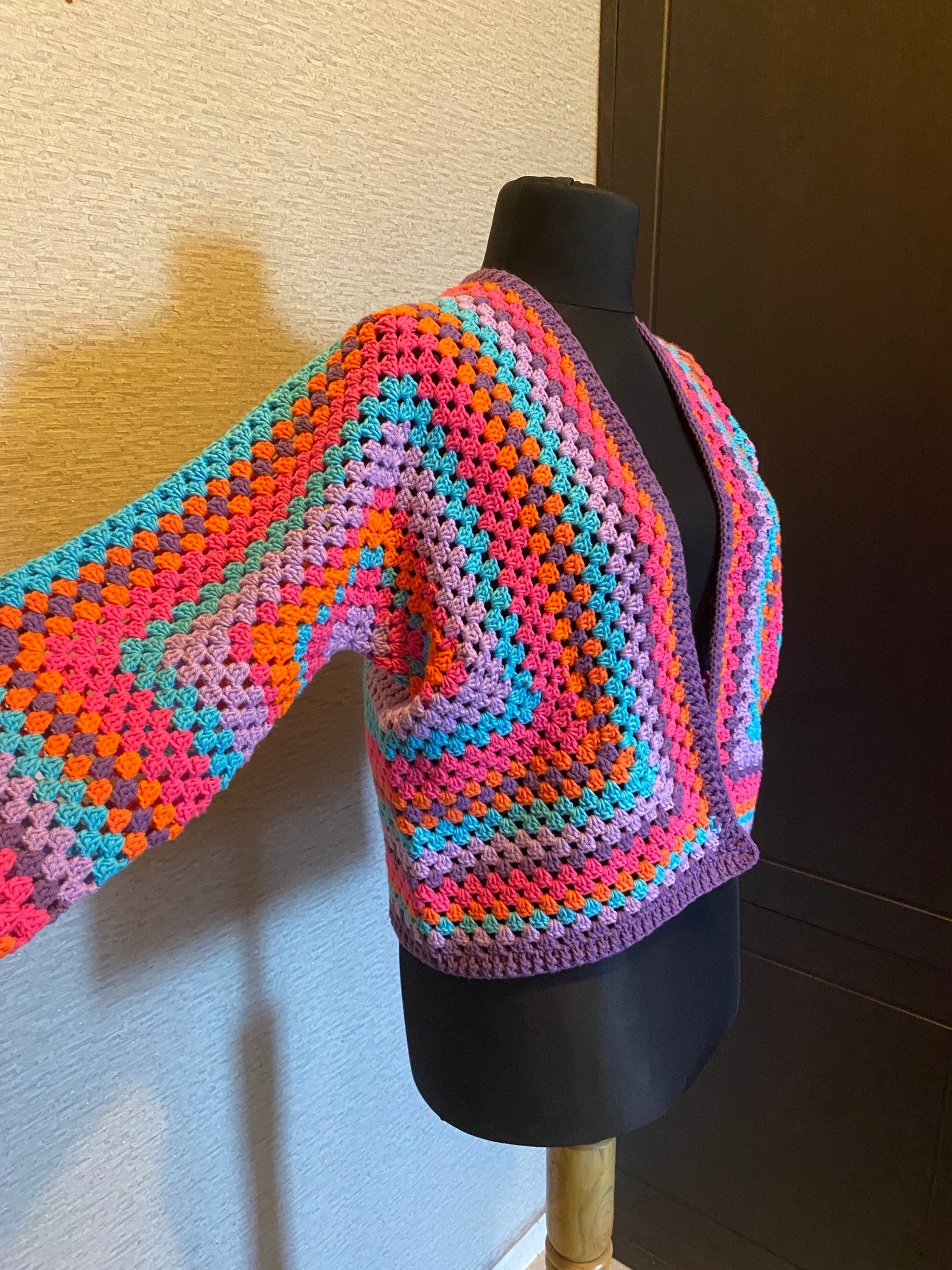 Handmade Colorful Cardigan Handmade Pink Purple Crochet Cardigan ...