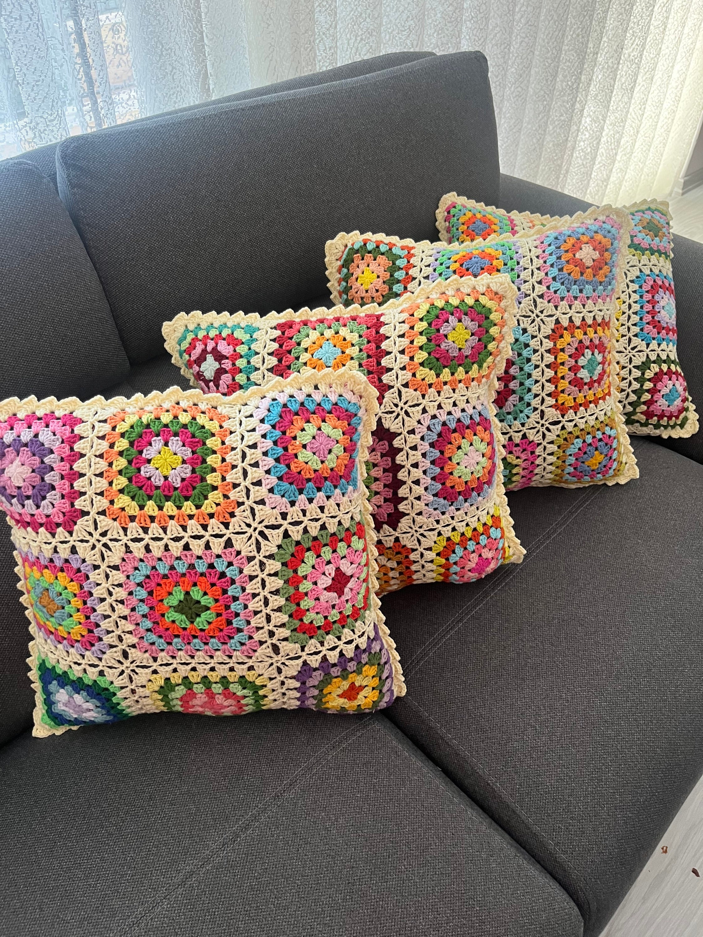 READY TO SHIP | Handmade Crochet White Pillowcase, Granny Square ...