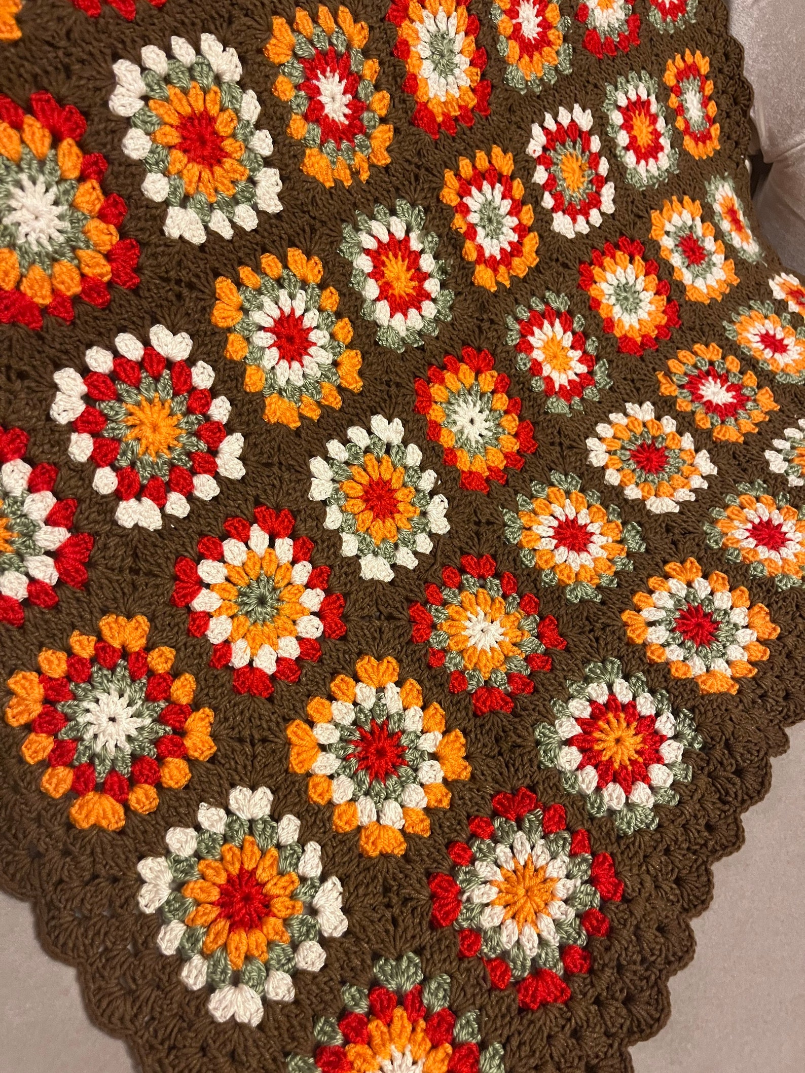 Handmade Brown Crochet Blanket,crochet Blanket, Granny Square,crochet ...