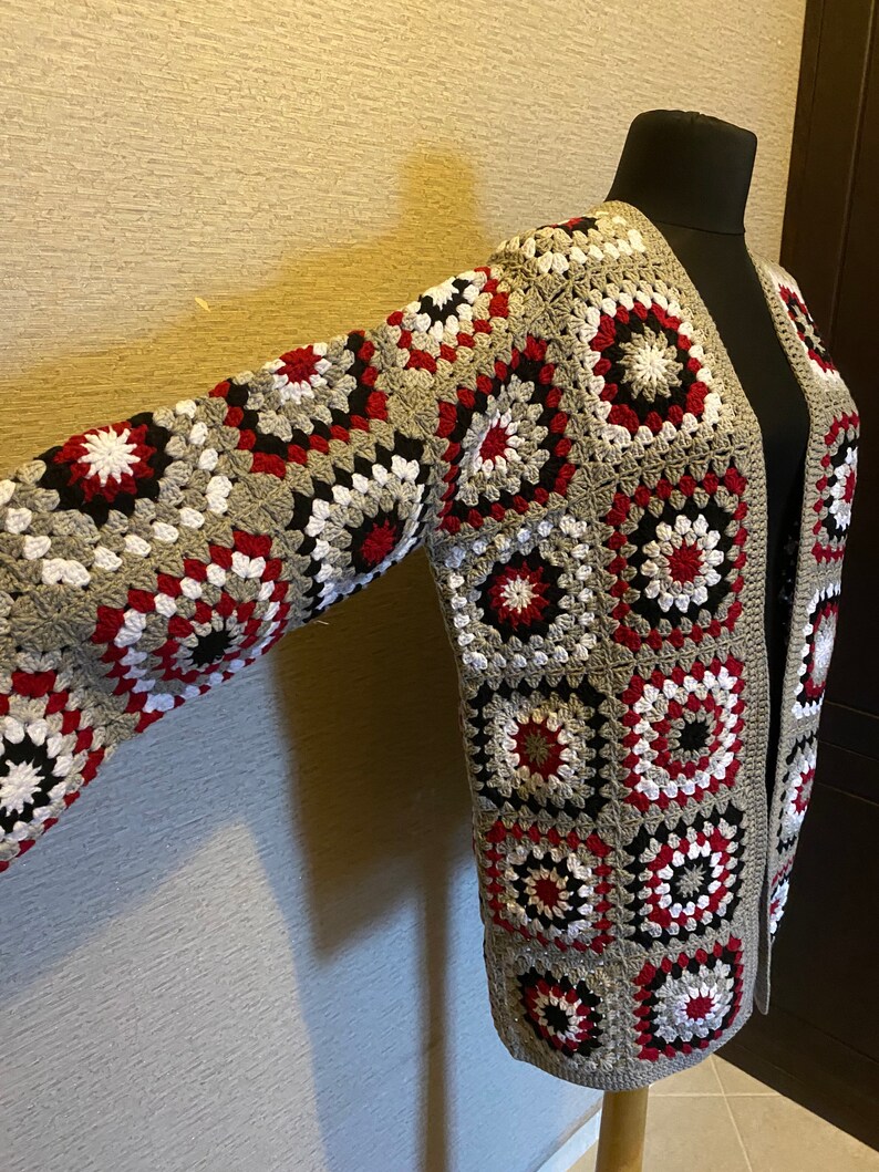 READY TO SHIP | Handmade Gray Crochet Cardigan,hand Knit Crochet ...