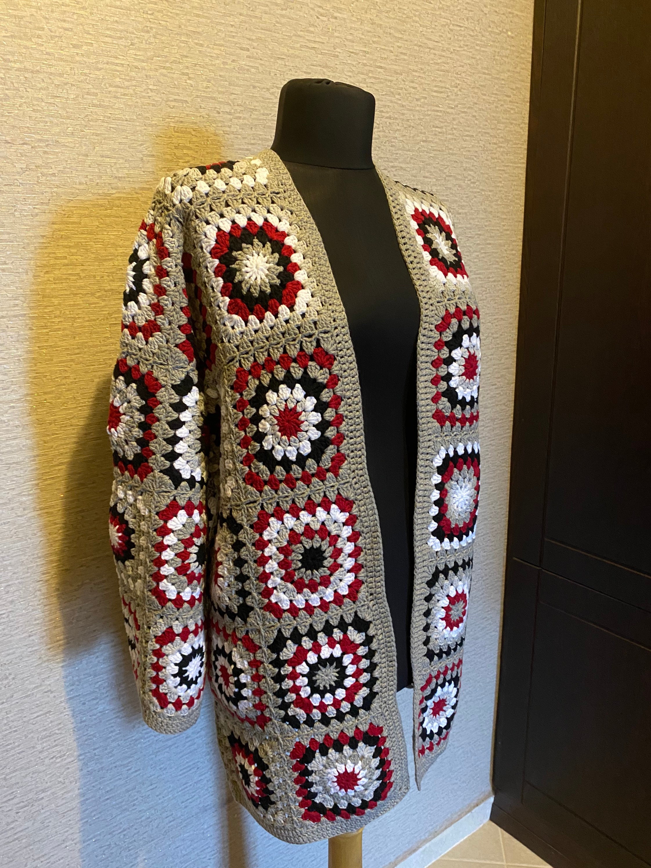 READY TO SHIP | Handmade Gray Crochet Cardigan,hand Knit Crochet ...