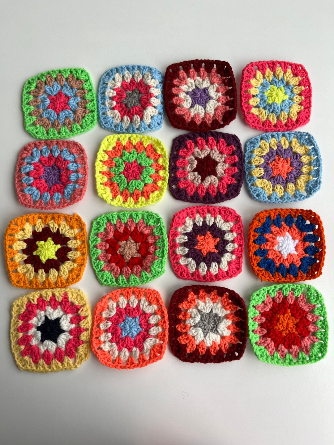 Handmade Crochet Granny Squares, Crochet Square, Hand Knit Squares ...