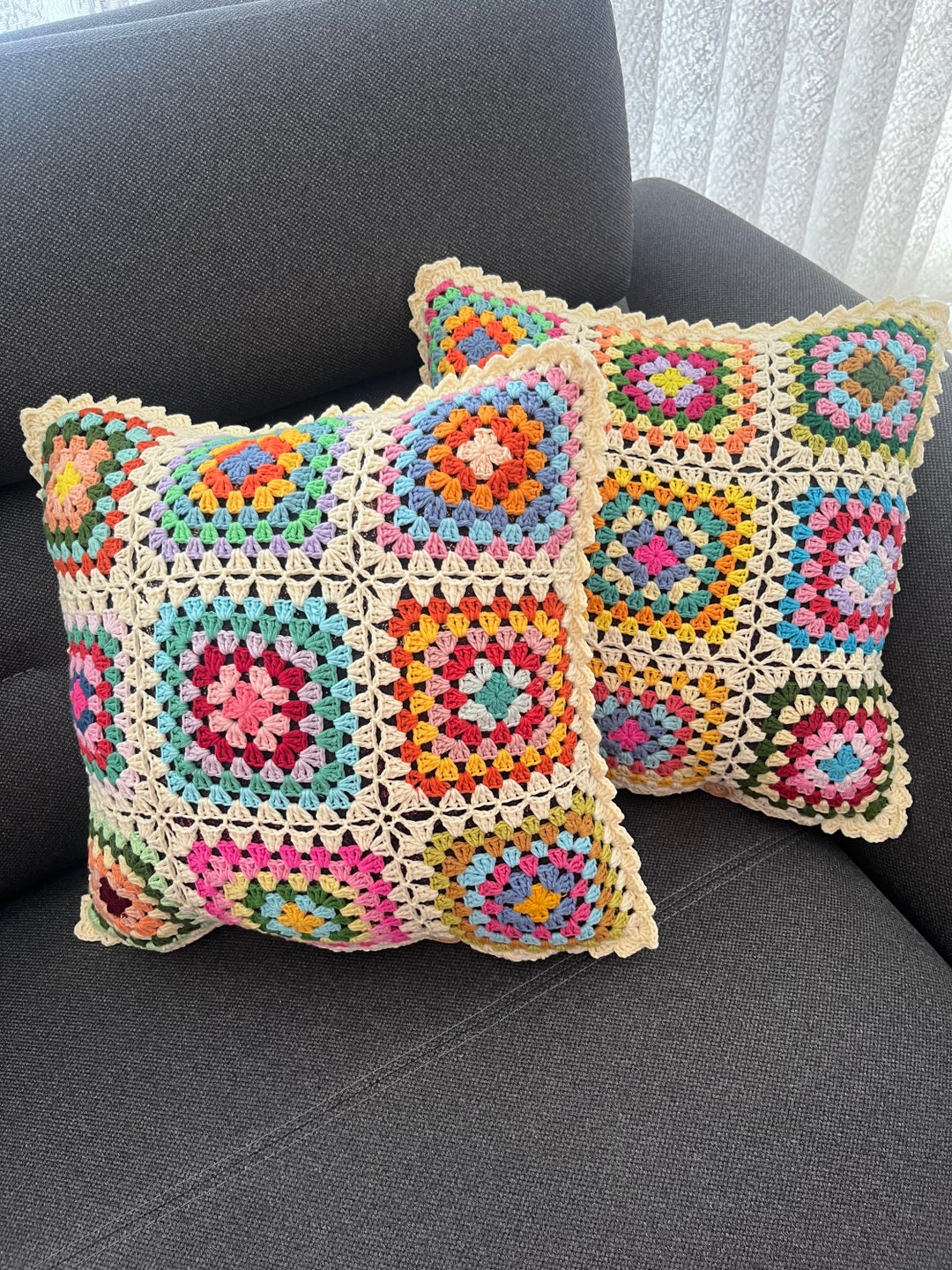 READY TO SHIP | Handmade Crochet White Pillowcase, Granny Square ...