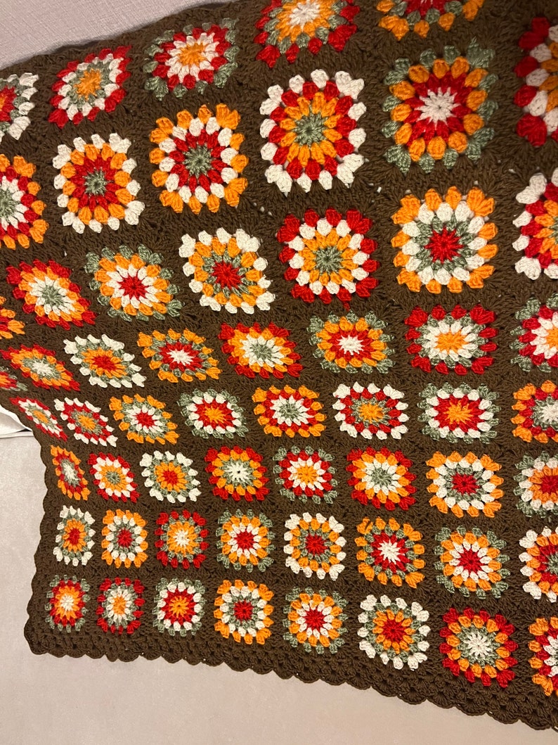 Handmade Brown Crochet Blanket,crochet Blanket, Granny Square,crochet ...