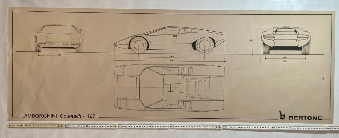 Original 1971 Lamborghini Countach Blueprint - Etsy