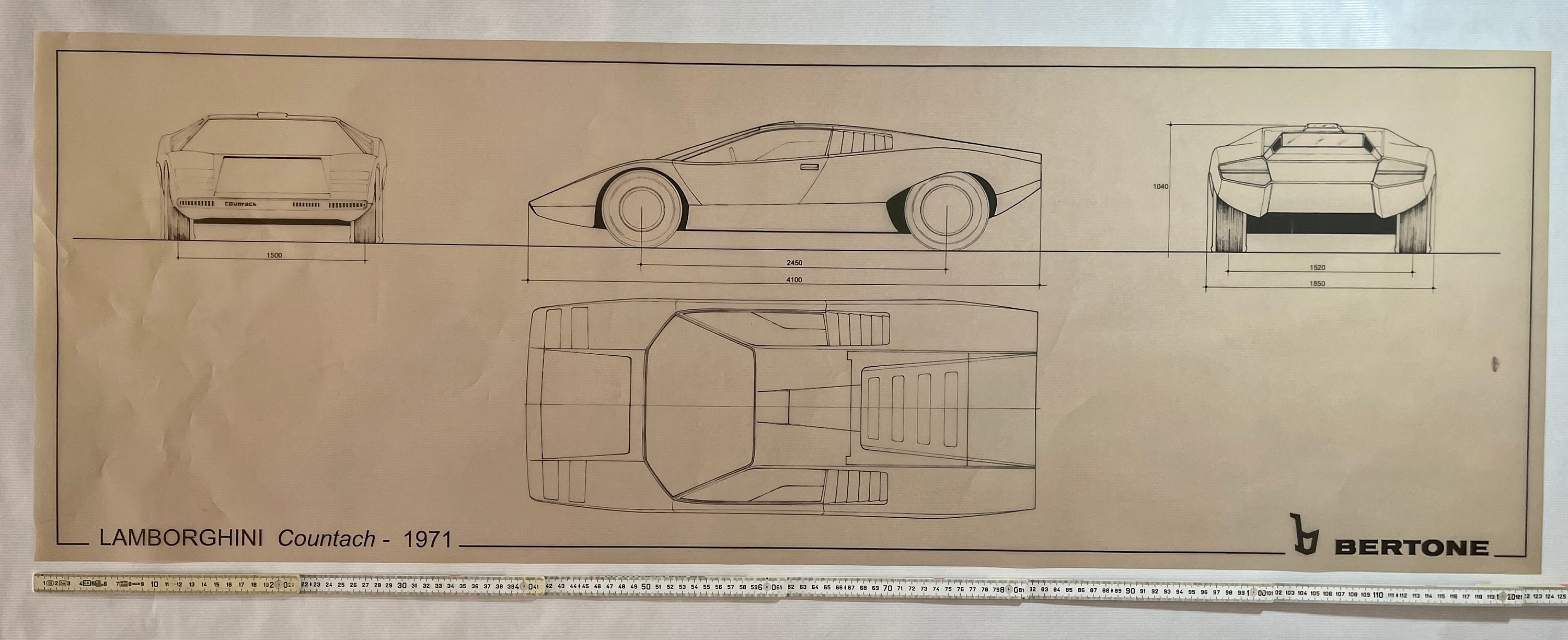 Original 1971 Lamborghini Countach Blueprint - Etsy