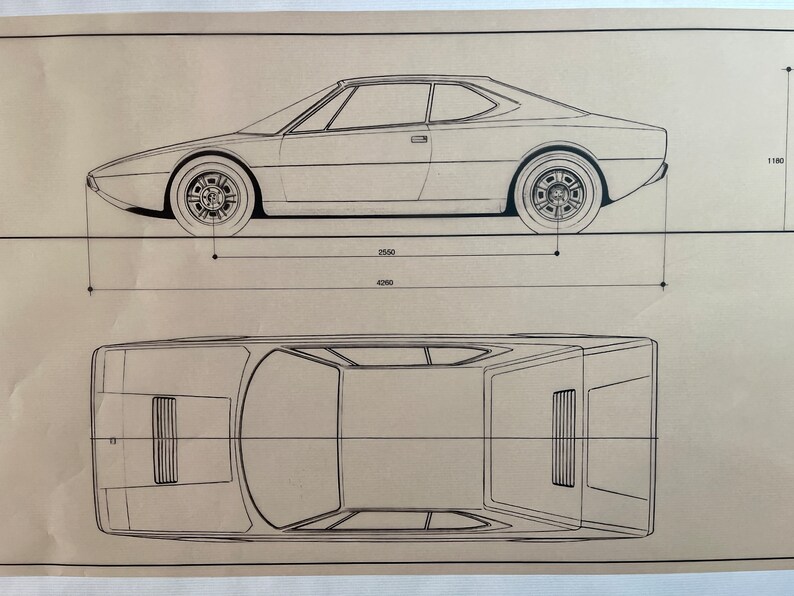 Original 1973 Ferrari Dino 308 GT4 Blueprint - Etsy