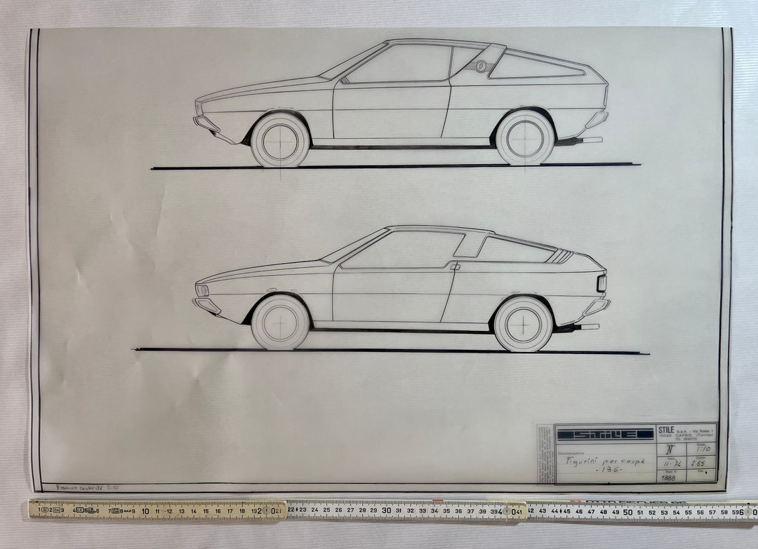 Original 1974 Fiat 136 Coupe Bertone Blueprint - Etsy
