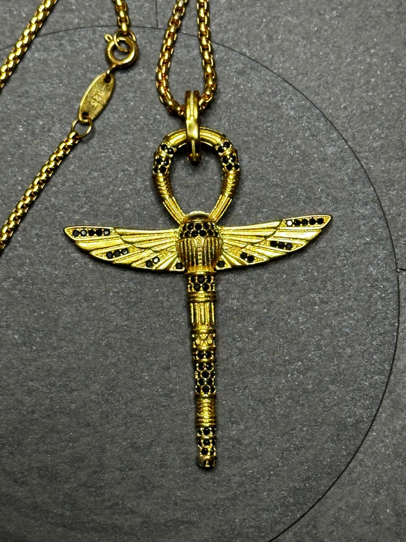 Ankh Cross of Life With Scarab Egyptian Protection Talisman Sterling ...