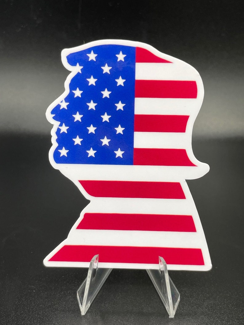 Patriotic Trump American Flag Vinyl Sticker - Custom Die Cut Waterproof ...
