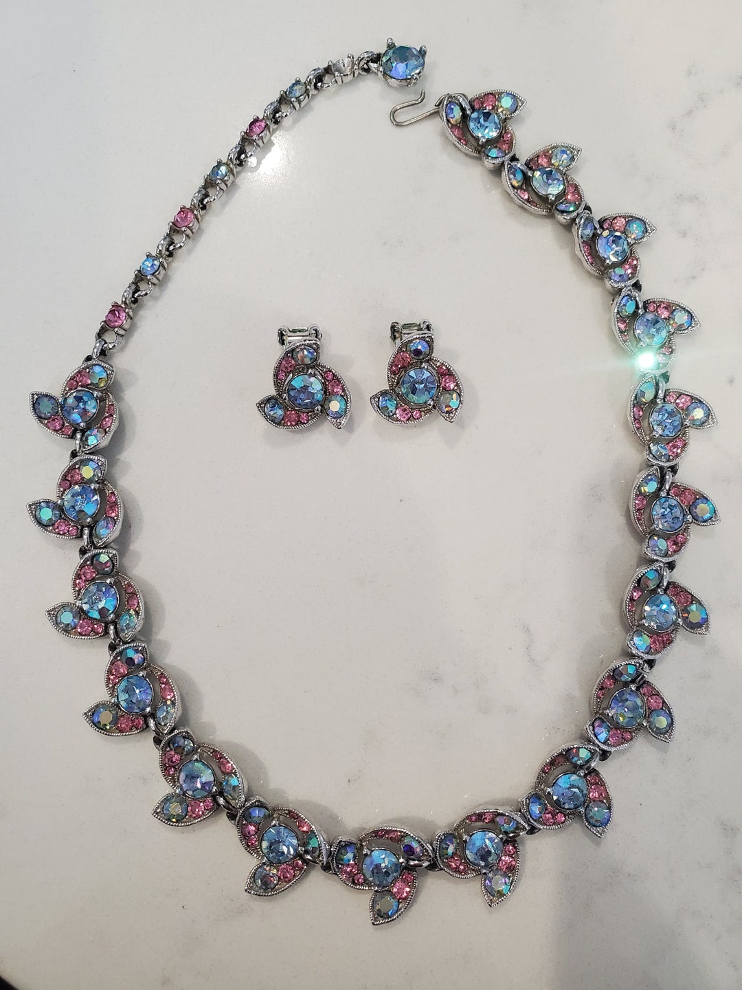 Vintage 1950s Signed Bogoff Multi-colored Rhinestone Crystal Silvertone ...