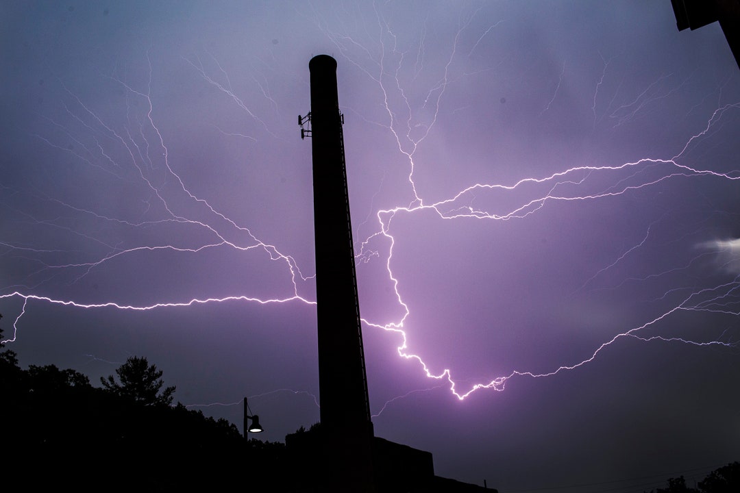 Lightning Storm Over New England Mill - Etsy