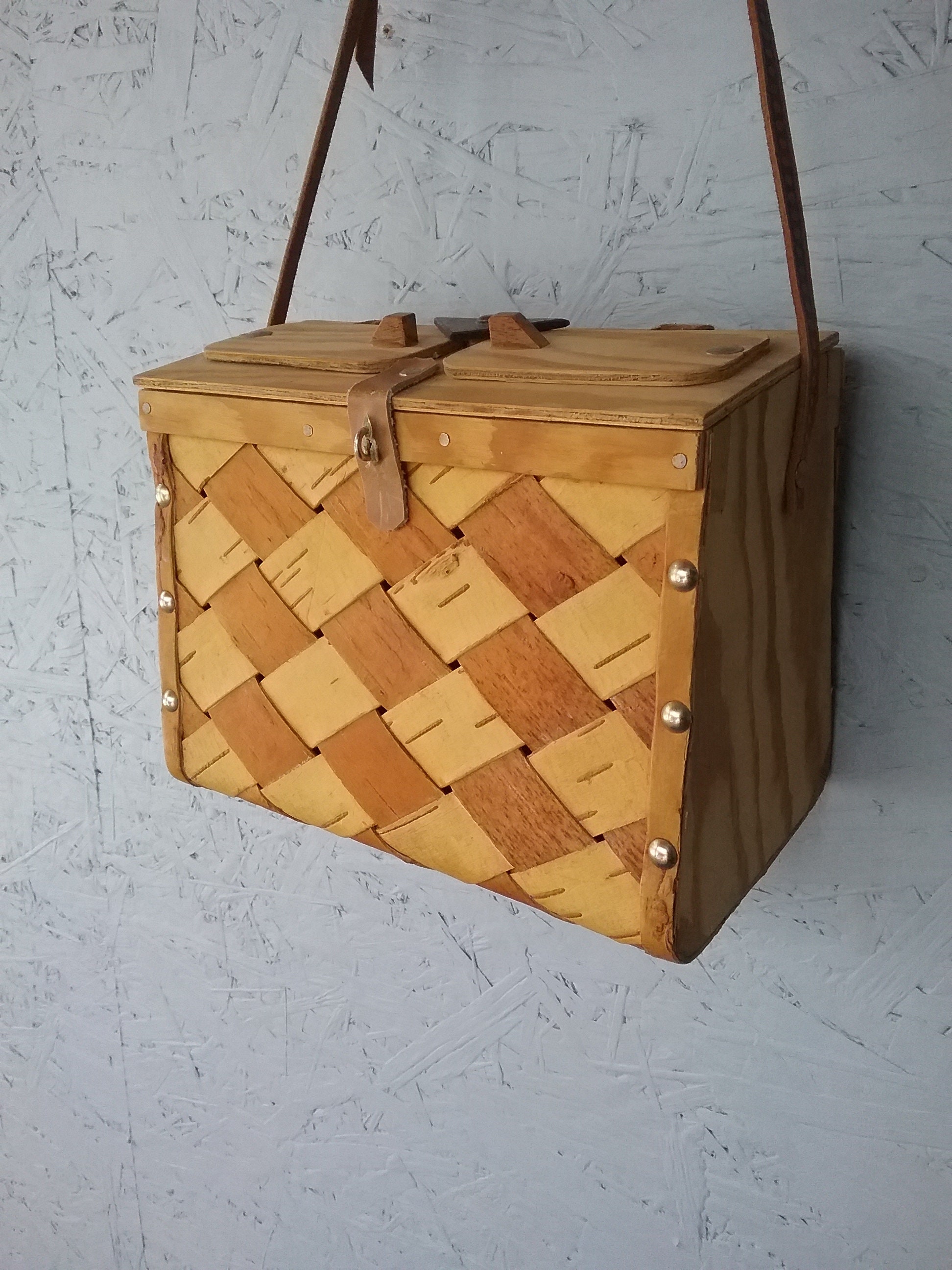 Birch Bark Woven Handbag, Mid Century Scandinavian Handbag, Swedish ...