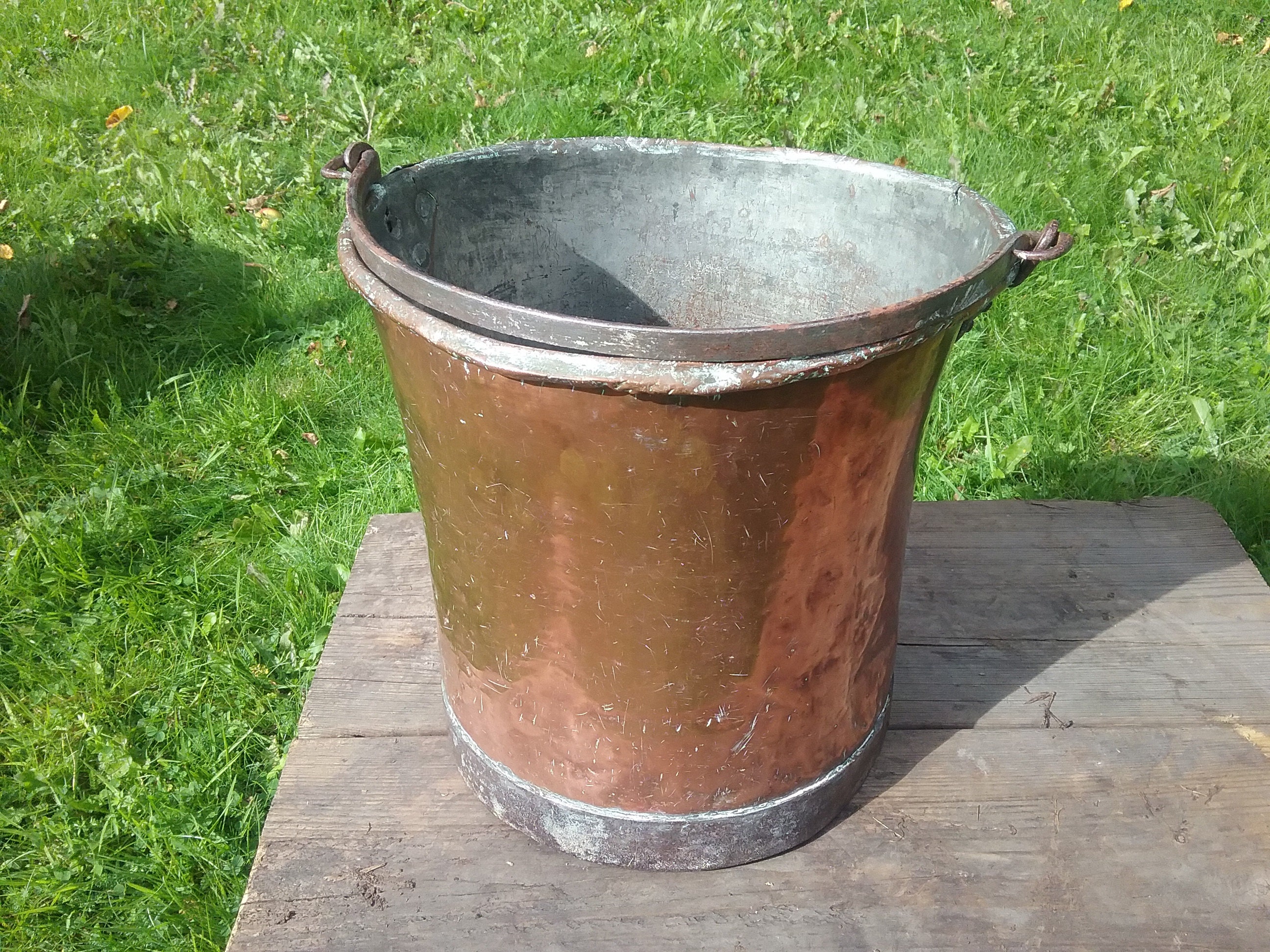 Antique Copper Pot With Iron Handle and Rim, Hammered Copper Swedish ...