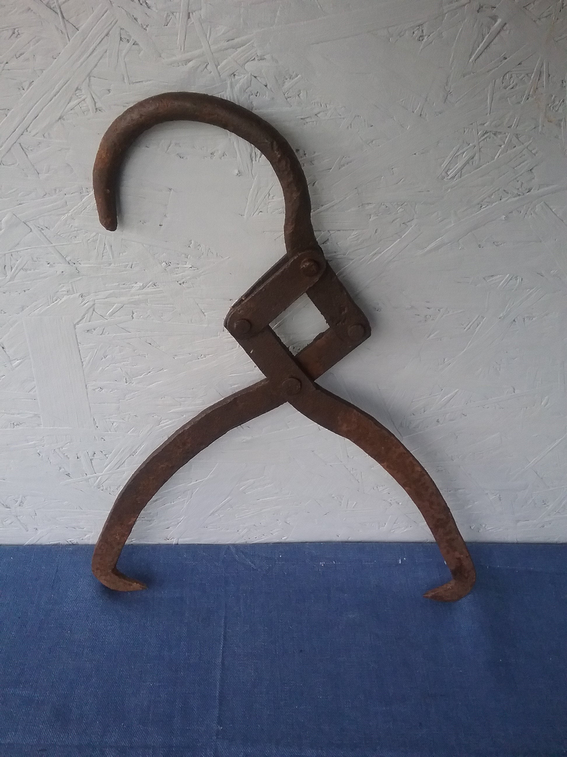 Hand Forged Iron Swedish Hook - Wood Log Pulling Clamp, Antique Hook ...