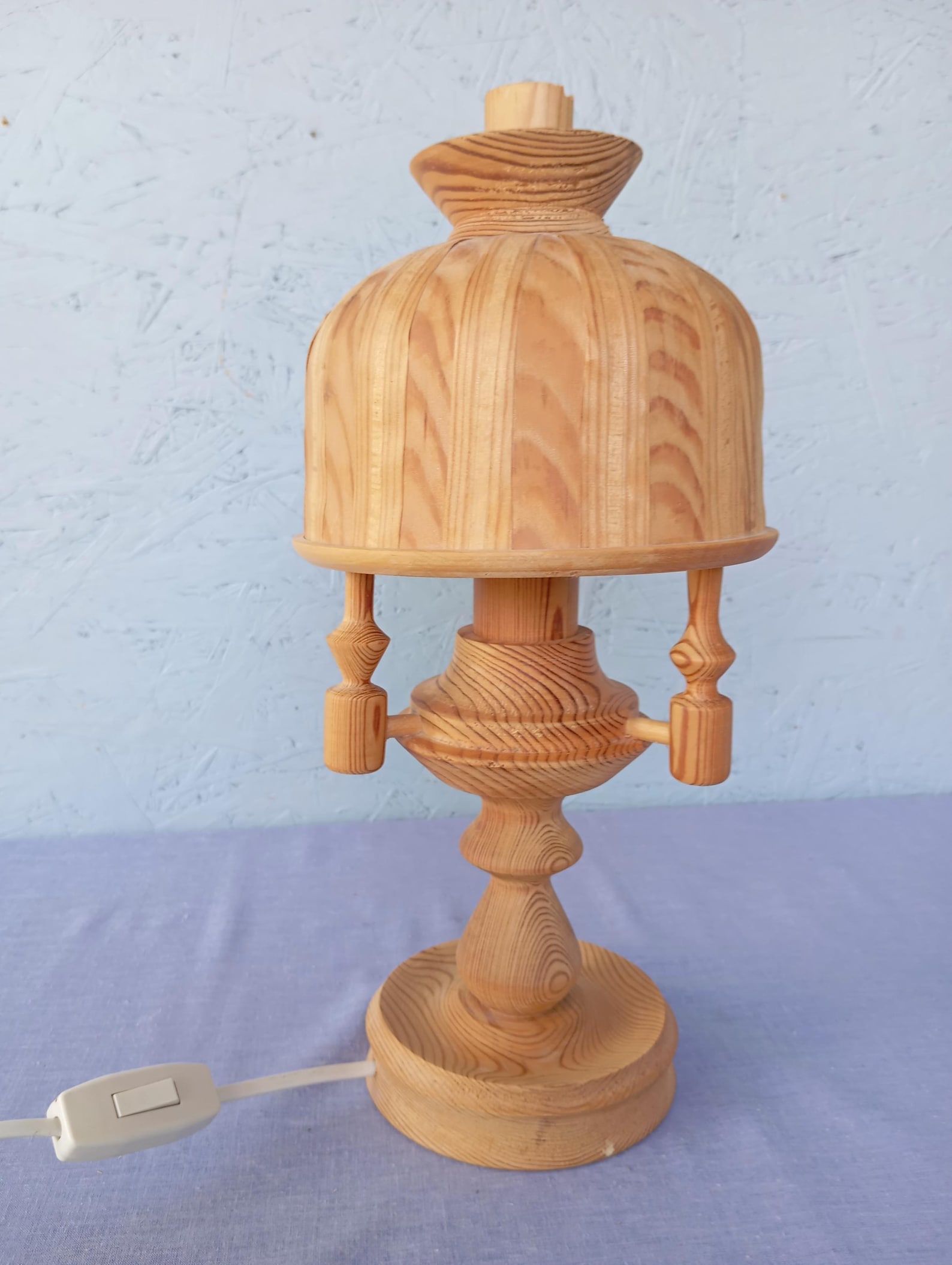 Vintage Carved Wood Electric Lamp: Rustic Allmoge Style - Etsy