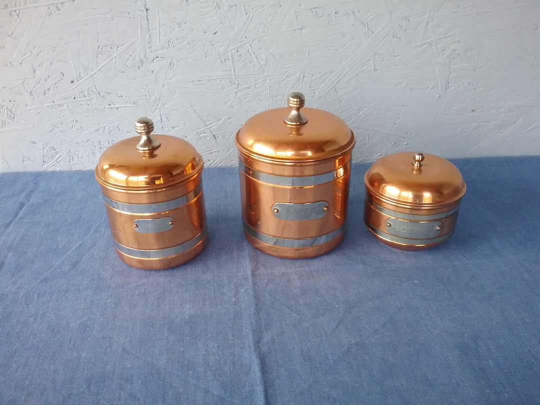Scandinavian Vintage Set of 3 Copper Containers, Food Containers ...