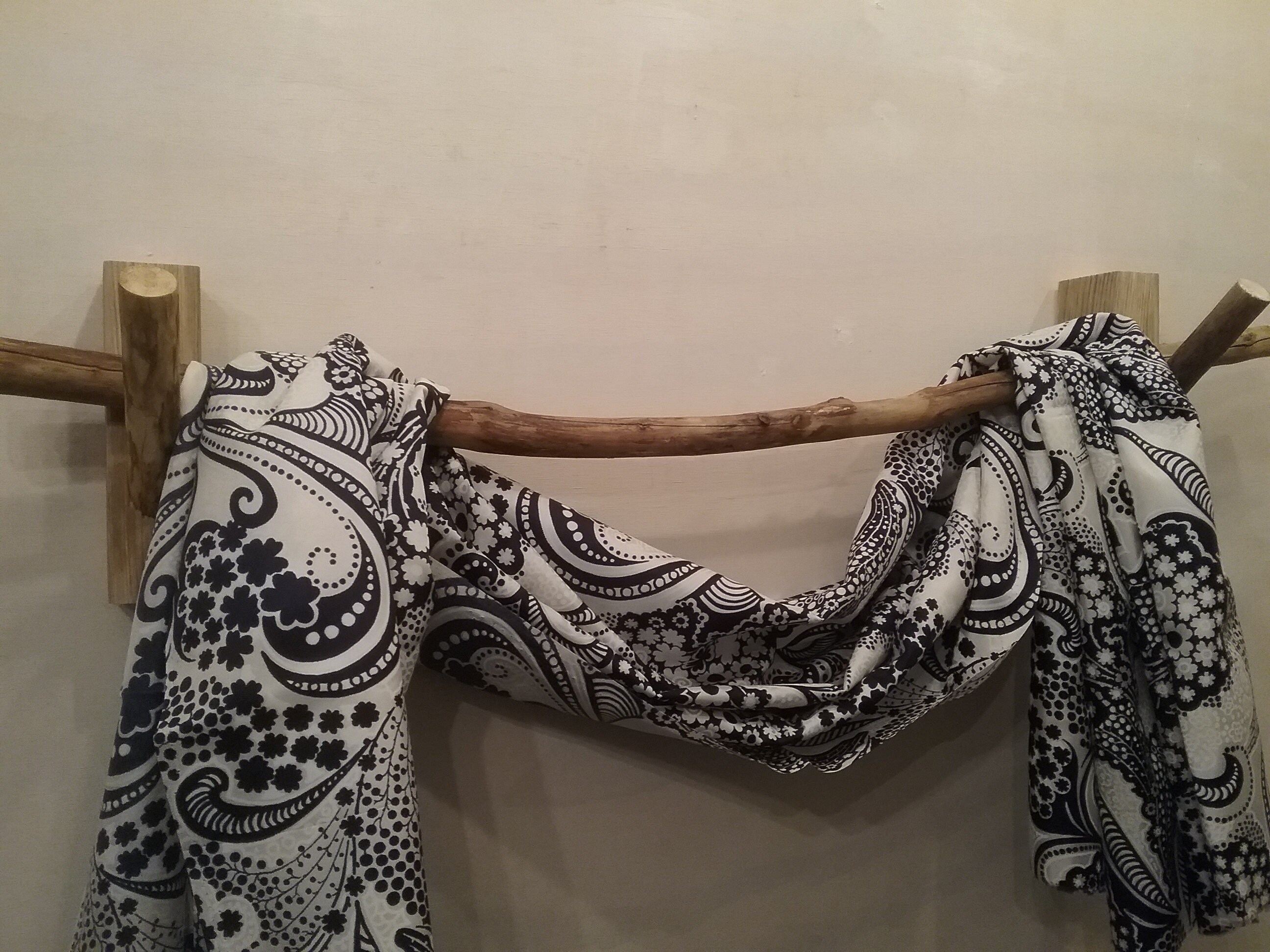 Natural Wood Window Curtain Rod Made to Measure /60cm/ Door Curtain Rod ...