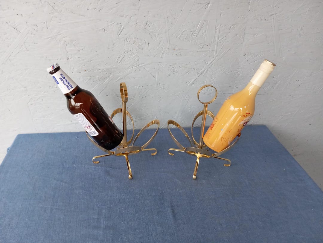 Pair of Brass Bottle Racks for Serving or Display, Beer Rack, Juice ...